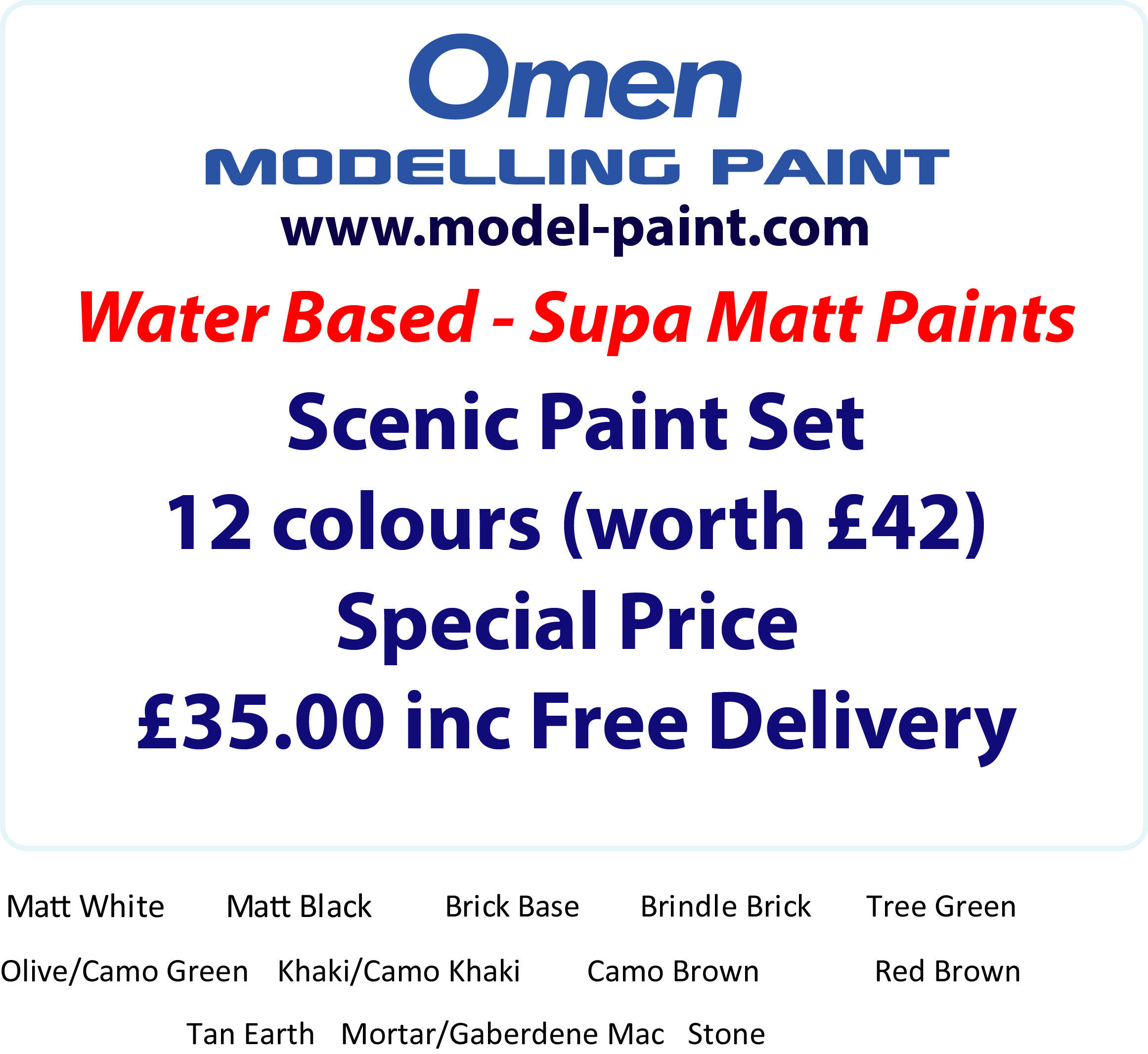 Omen Miniatures Paints, Paint Sets - Scenic Set 12 Colours worth £42.00 ...